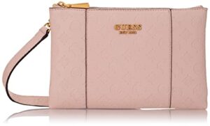 guess womens noelle double zip crossbody, light rose logo, one size us