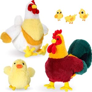 skylety 3 pcs chicken stuffed animal gifts set chicken plush chicken stuffed toy cute chicken and cocky rooster plush little baby chick toys for baby shower party favor birthday supplies