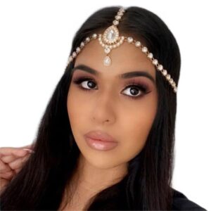 stonefans forehead rhinestone head chain headpiece for women boho crystal wedding drop hair chain jewelry bride