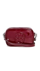 tory burch women's perry bombe patent mini bag, royal burgundy, red, one size