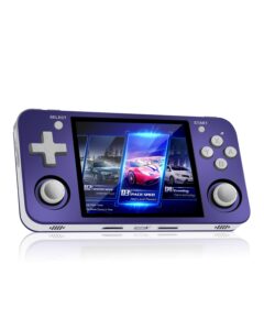 rg351p handheld game console, retro game console open linux system 3.5 inch ips screen, portable game console with 64g tf card and 2500+ video game classic games 3500mah battery (purple)