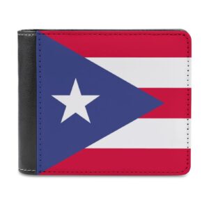 mens short wallet puerto rico flag bifold leather wallets purse minimalist card holders coin purses