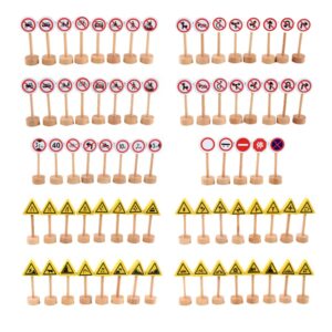 wooden road construction traffic sign: 50pcs toy street signs small toy cars and other diecast vehicles wood cars toys traffic signs toys