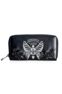 lost queen women's gothic skeleton butterfly zip around wallet ouija spirit board faux leather zip around clutch