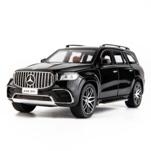 wakakac benz gls63 amg model car 1/24 alloy diecast collectible pull back toy car with light and sound door can be opened for kids boys gift (green)