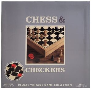 ws game company deluxe vintage 2-in-1 wood chess and checkers game set