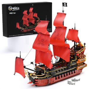 nifeliz queen pirate ship, large pirate ship building block kit, creative model set and assembly toy for adults (3,694 pieces)