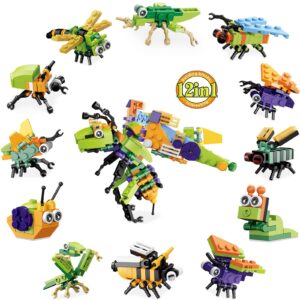 joypro 12 small animals building blocks sets for kids surprise with 12 in 1 insect animal set goodie bags for birthday gift, party favors, classroom prizes (12 box)