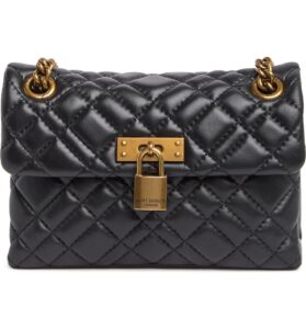 kurt geiger london mini brixton lock leather bag, black