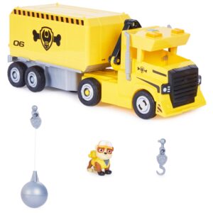 paw patrol, rubble 2 in 1 transforming x-treme truck with excavator toy, crane toy, lights and sounds, action figures, kids toys for ages 3 and up