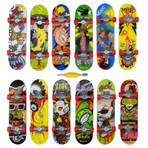 moonzon 12pcs finger toy skateboards,finger scooter,creative fingertip alloy finger sports toys, intellectual toys, novelty toys gifts