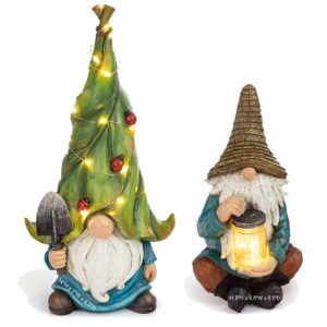 vp home whimsical garden statue gnome solar powered led outdoor decor light