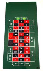 the gaming mat company roulette table mat for casino home game nights- deluxe vegas roulette table 35.5" x 71" x 0.12"- big mats smooth fabric topper- space for a roulette wheel- double & single zero