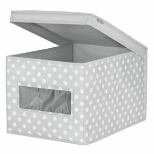 child/kids fabric closet storage box, large, polka dot - gray/white