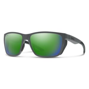 smith longfin sunglasses – performance sports active sunglasses for watersports, fishing & more – for men & women – matte cement + green chromapop polarized mirror lenses