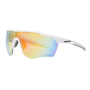 rawlings pitch perfect shield youth baseball sunglasses, matte white/orange mirror, 65mm