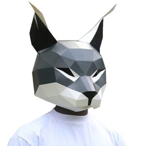 mumuyilin eurasian lynx cat animal paper model mask for costume party cosplay,3d papercraft art origami,diy craft gift handmade toy