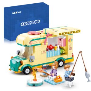 edgkodk friendship bus building toys for girls age 7-14, summer camp rv educational building block toys, 314 pieces