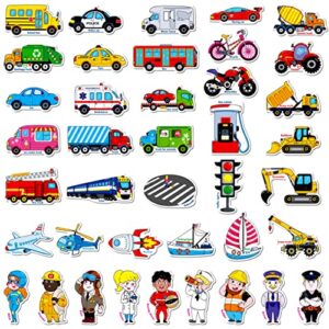 40 pcs vehicle magnets, vehicles and professions fridge magnets for kids-common vehicles, airplane, boat & occupations-magnetic transport refrigerator decors educational learning toys for toddlers