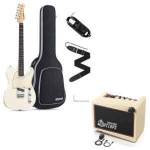 donner 39 inch tl electric guitar & mini guitar amp digital, 5w wireless small electric guitar amplifier, cyclops guitar combo amp with 7 amplifier models 3 types of effects: mod, delay, reverb and dr