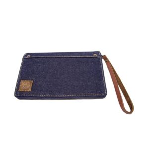 sts ranchwear women's blue bayou collection denim zip around ba wallet wristlet clutch, one size