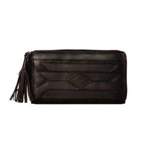 sts ranchwear women's compact multi-function leather kai collection audie wallet bag, black