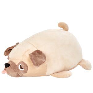 cute plush tired brown bulldog toy, soft hugging pillow for kids