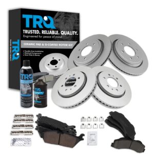 trq front and rear brake pad & rotor kit brake chemical kit brake pads brake rotor ceramic vented premium g-coated compatible with 2015-2017 ford f-150