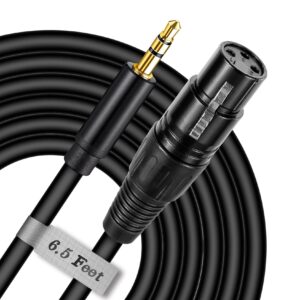 sound harbor xlr female to 3.5mm microphone cable, xlr to 1/8 inch female patch cables, 6.5 feet