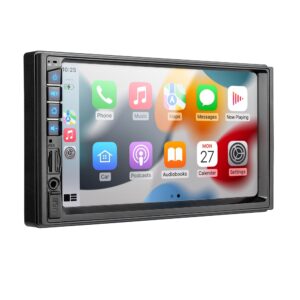 double din car stereo with bluetooth - corehan 7 inch touch screen car radio am fm compatiable with carplay android auto mirror link