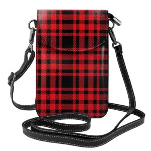 aiyoolee luxury pu leather phone bags, soft small crossbody shoulder bag for women girl, roomy cell phone wallet lightweight card holder bag tartan plaid red