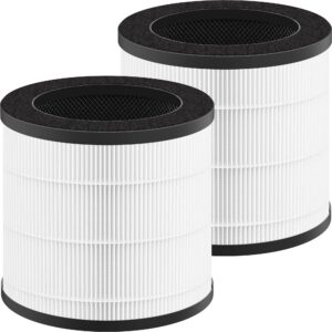 [upgrade] replacement filter compatible with air purifier w1/w2/b1/b2, 3-in-1 h13 true hepa filters set with pre-filter and activated carbon filter for 99.97% removal, 2-pack