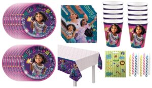 encanto birthday party supplies bundle pack for 16 includes lunch plates, cups, napkins, table cover