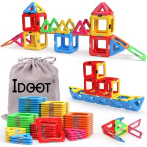 idoot kids magnetic tiles for toddlers,stem toys for 3-5 year old boys & girls,magnet blocks kids educational toys birthday gift starter set with storage bag