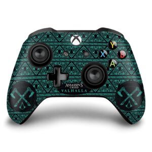 head case designs officially licensed assassin's creed dual axes valhalla key art vinyl sticker gaming skin decal cover compatible with xbox one s/x controller