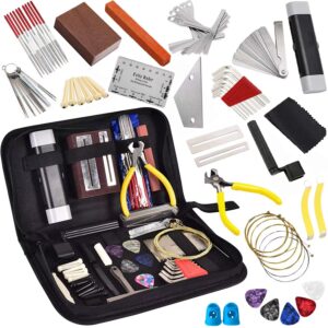 77 pcs guitar maintenance kit repair tool setup with carry bag large for acoustic guitar electric guitar ukulele bass banjo, string instrument