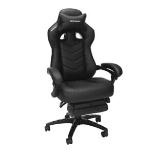 respawn 110 pro gaming chair - gaming chair with footrest, reclining gaming chair, video gaming computer desk chair, adjustable desk chair, gaming chairs for adults with headrest pillow - black