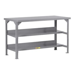 little giant wst3-3072-36-lp welded workbench with double lower shelf storage and louvered panel, 4000lbs capacity, 30" length, 72" width