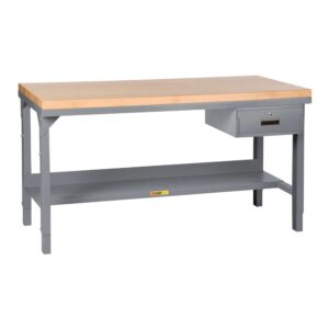 little giant wsj2-2448-ah-lp adjustable height welded steel workbench with 1.75" butcher block top and louvered panel, 3000lbs load capacity, 24" length, 48" width