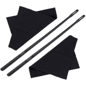 2 set plastic flute cleaning rod stick wand with wipping cloth recorder cleaning rod flute accessories care tool kits, black