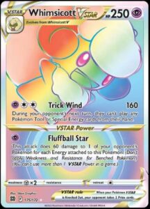 whimsicott vstar 175/172 brilliant stars - secret rare pokemon card - rainbow foil