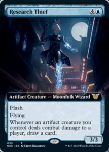 magic: the gathering - research thief (053) - extended art - neon dynasty commander