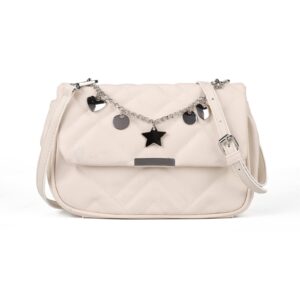 lavtug quited crossbody bags for women fashion shoulder purse with metal chain ladies handbag with adjustable strap white