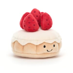 jellycat pretty patisserie tarte aux fraises stuffed toy, 4 inches | pastry plush | great gift idea