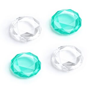 dlseego diamond 3d thumb grips caps design for switch & switch lite & switch oled joy con crystal clear console joystick cover 4pcs - clear and green