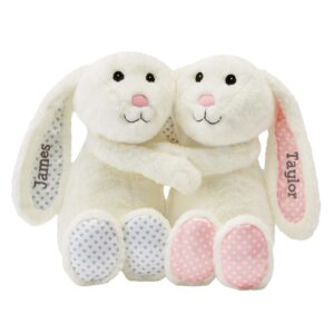 let's make memories personalized hugging plush bunnies - bunny stuffed animal - easter bunny - for couples - for him - for her