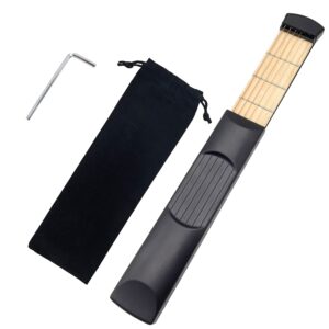 pocket guitar practice neck, 6 frets portable guitar chord trainer practice tool for beginners and starters, black mini guitar trainer tool mini pocket guitar trainer guitar beginners trainer