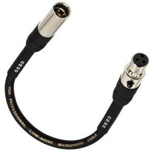 cess-197 3 pin mini xlr female to male cable - 6 inch length, audio adapter for microphones, mixers, and sound equipment