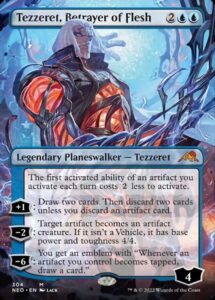 magic: the gathering - tezzeret, betrayer of flesh (304) - borderless - kamigawa: neon dynasty