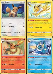 jolteon flareon vaporeon eevee - vivid voltage - evoltuion pokemon card lot - rare 4 card set - 047/185-026/185-030/185